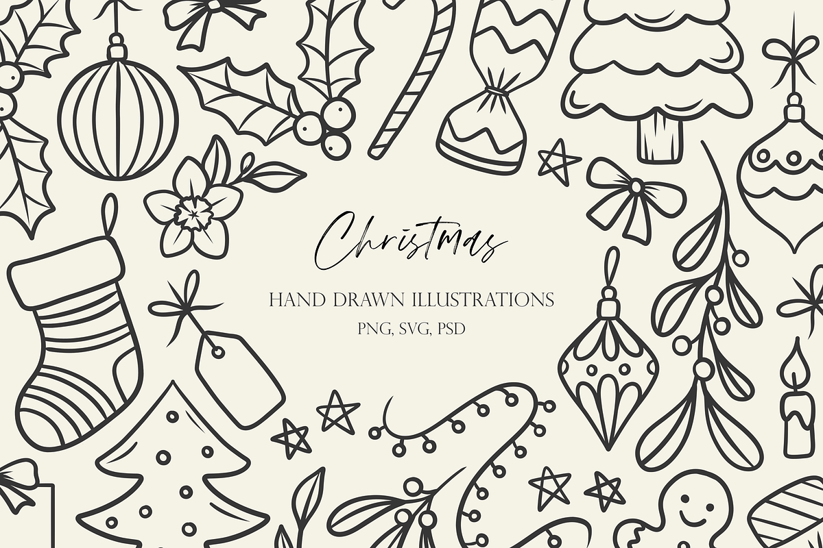 Hand Drawn Christmas Illustrations, an Illustration by HonestiesPrintS