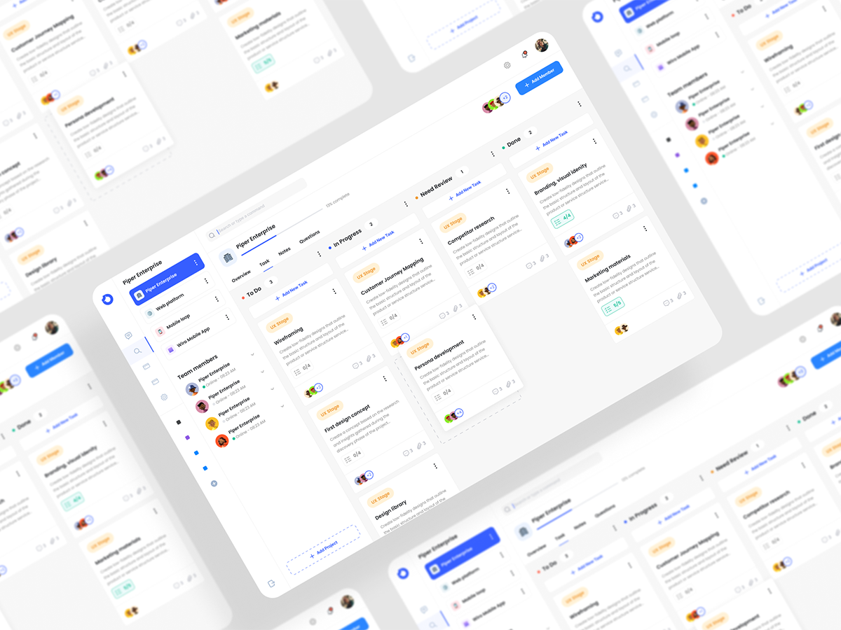 Task Management Dashboard UI Kit, an UI Kit Template by iDoodle Studio
