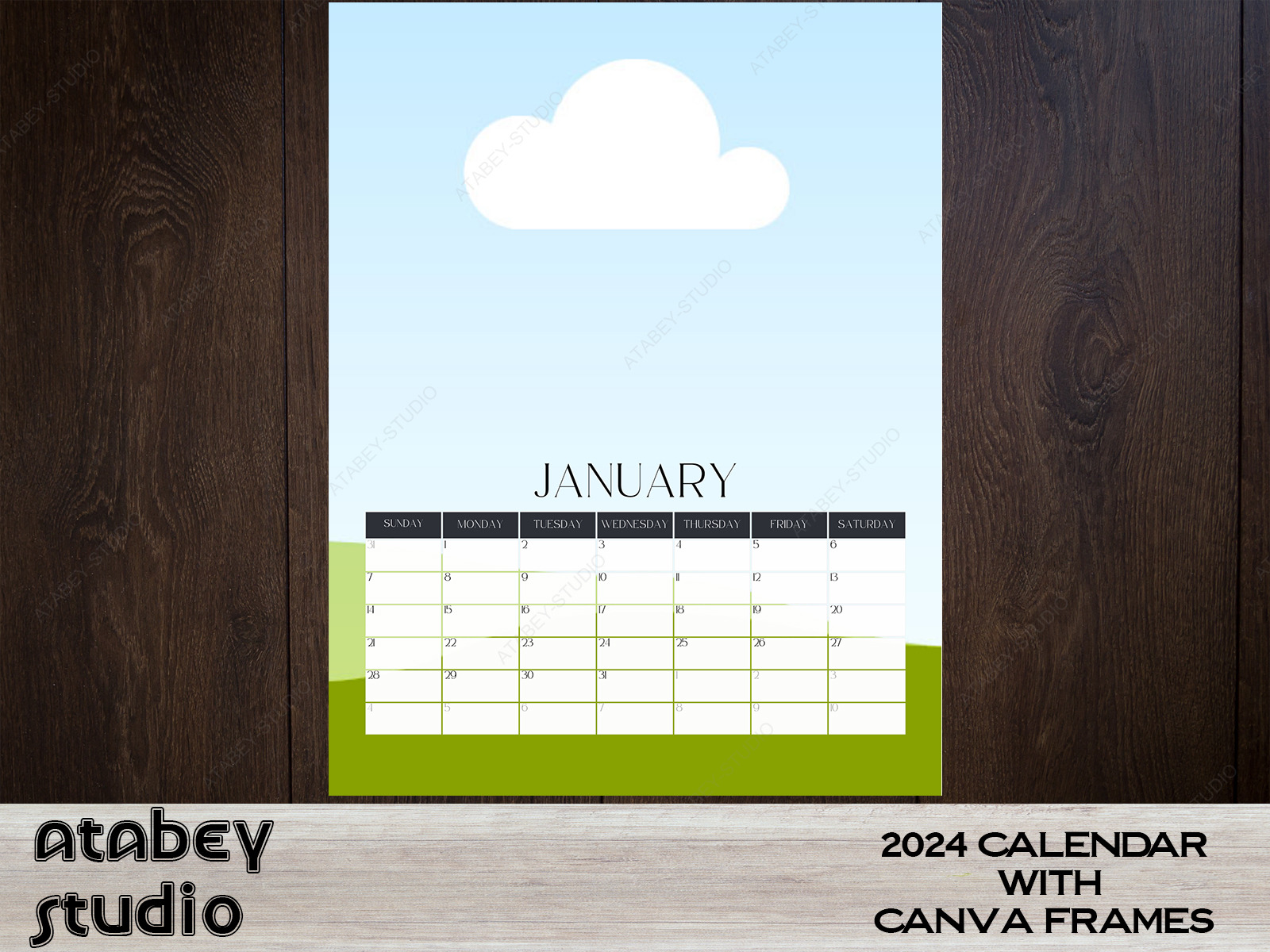 2024 Customizable Printable Calendar, a Graphic by AtacanDigital