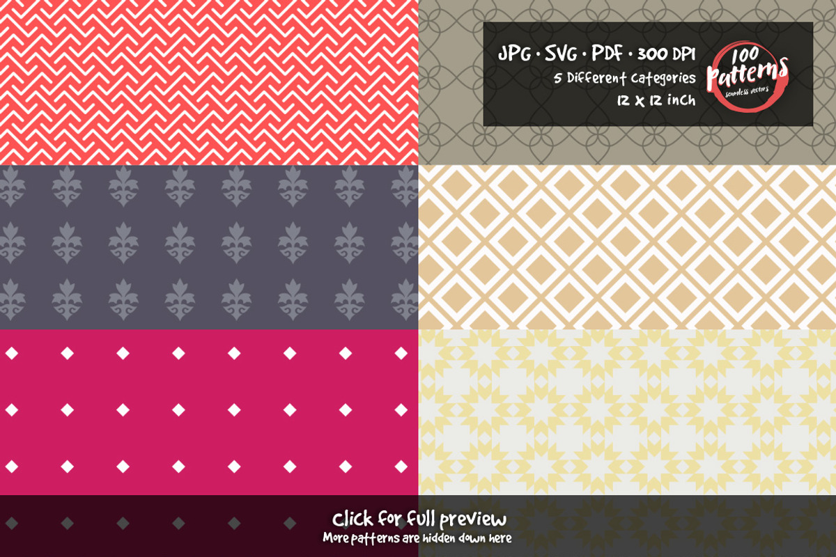 100 Seamless Vector Patterns, a Pattern Graphic by Vectopus.com
