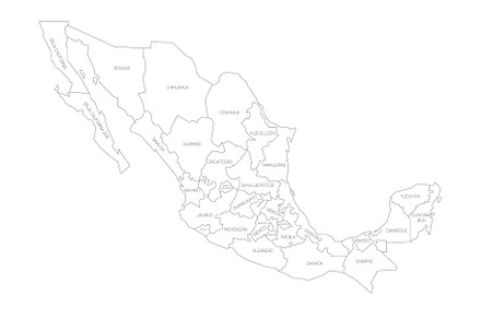 Mexico - map of states, an Illustration by pytyczech