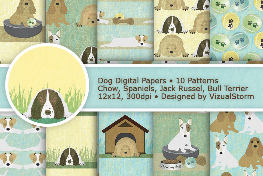 Cute Dog Paper Patterns, a Pattern Graphic by VizualStorm