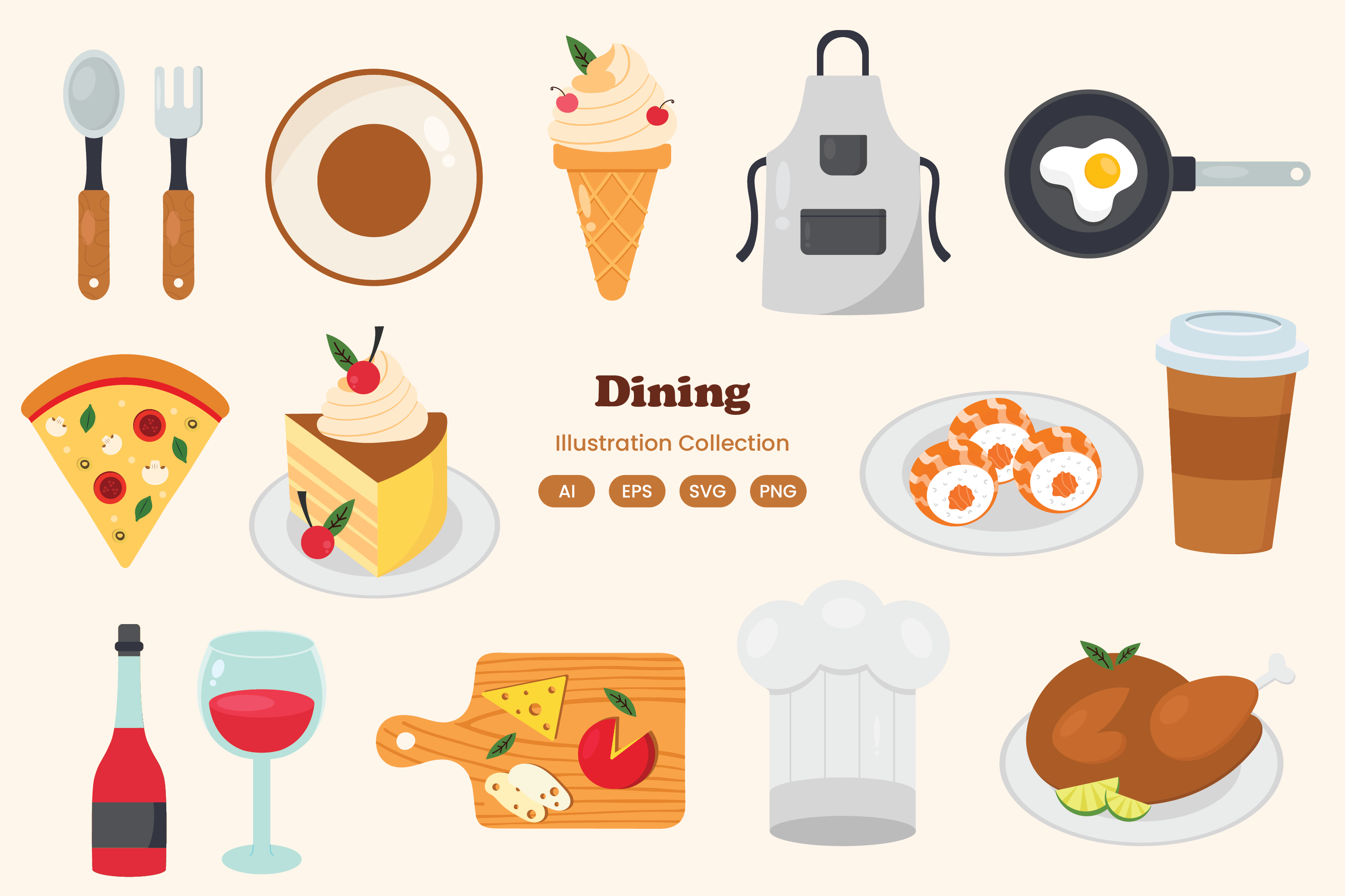 Dining Illustration Collection, an Object Illustration by Rahardi Creative