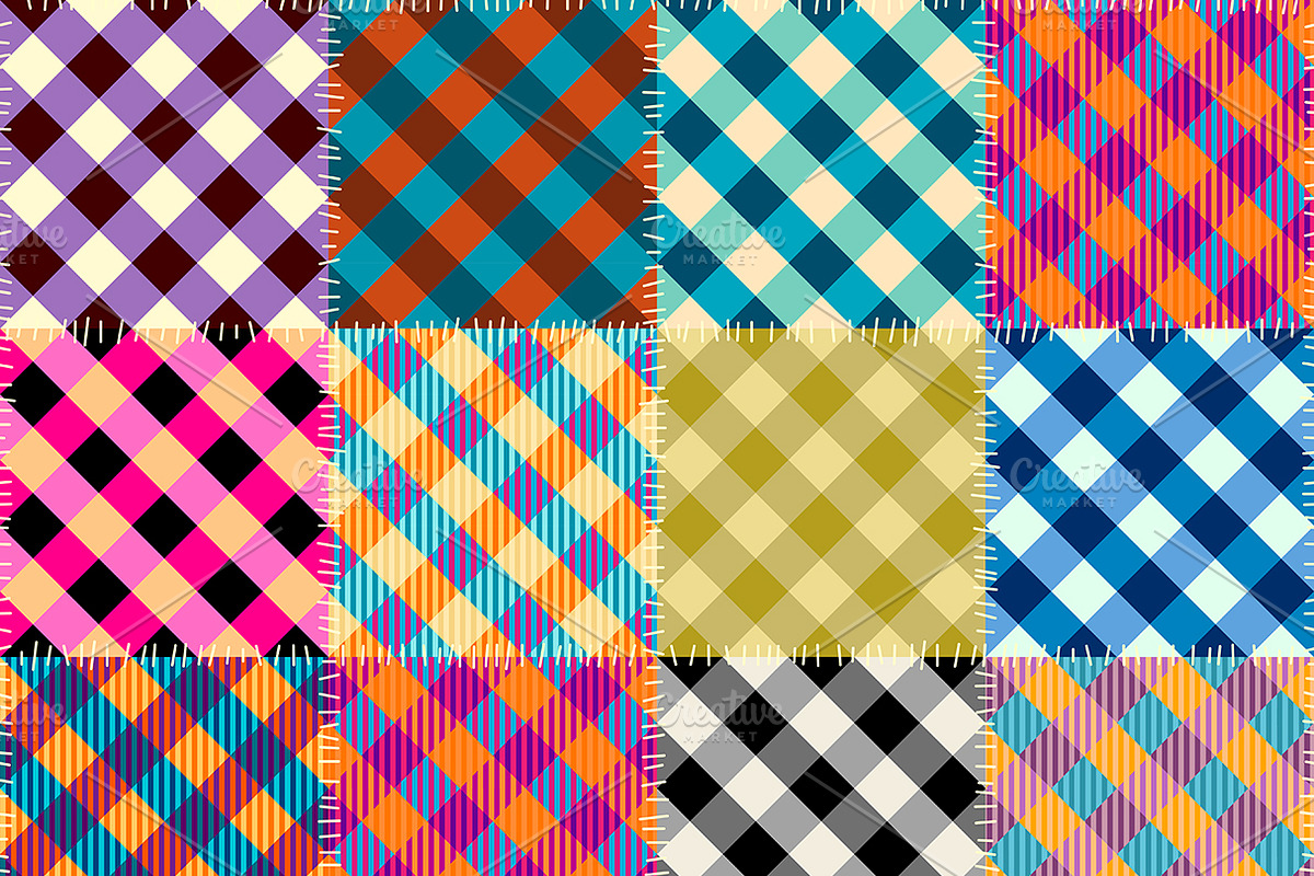 Seamless vector patterns. Patchwork