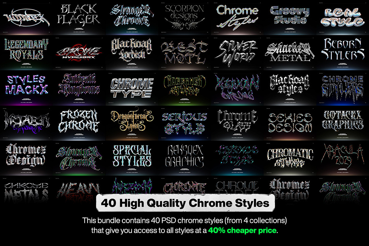 Chrome Text Styles Bundle - 50% OFF, a Layer Style Add-On by Hyperpix Productions