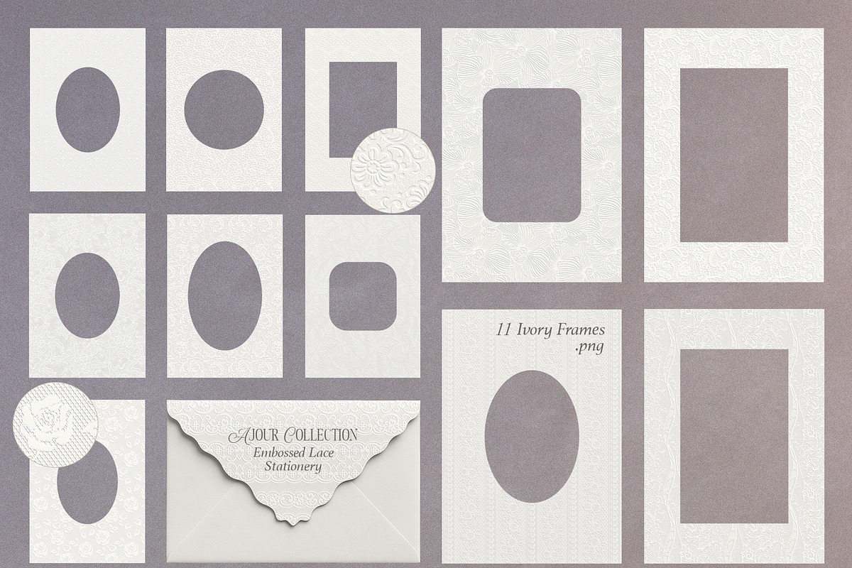 Ajour Embossed Lace Stationery, a Texture Graphic by alonahaidash