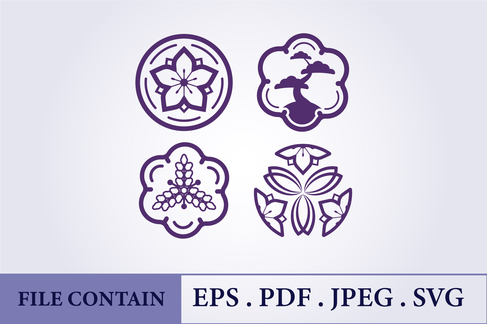 kamon, japanese family symbol logo, an Icon by Lodzrov | Creative Market