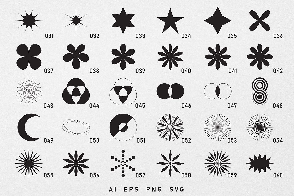 128 abstract Y2K vector shapes