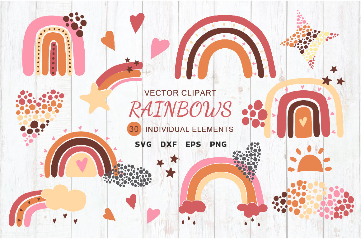 Boho Rainbow clipart