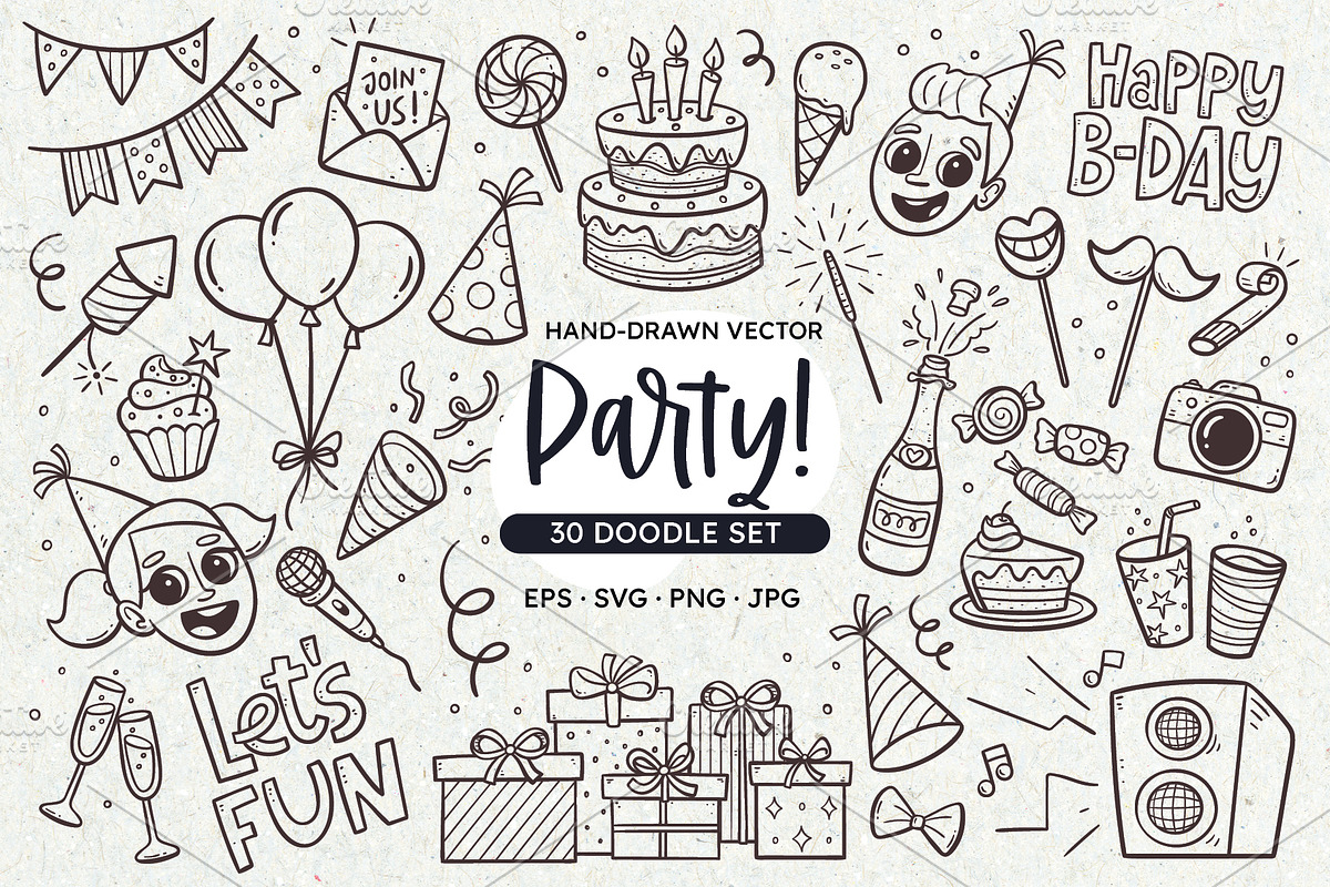 Kids Party Doodle Collection - Vector