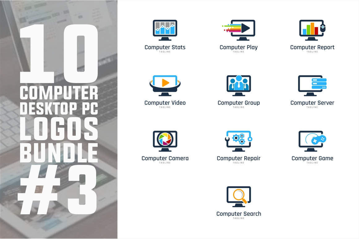 10 Computer PC Logo Bundle #3, a Branding & Logo Template by PutraCetol ...