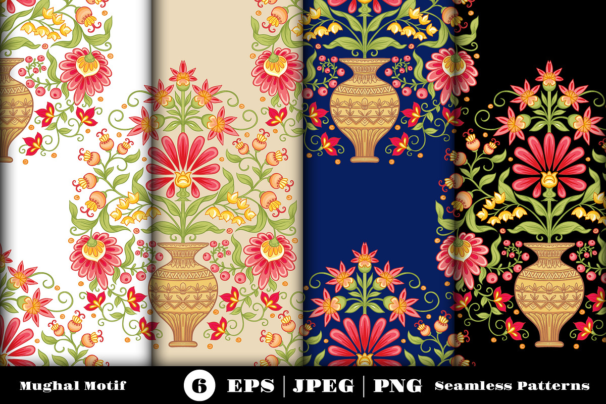Mughal Motif Seamless Patterns, a Pattern Graphic by Elen-Lane