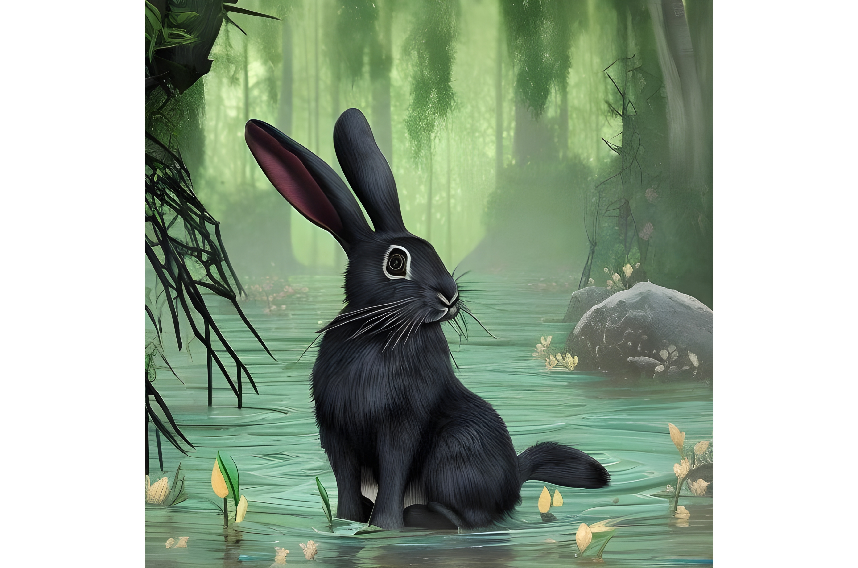 The black water rabbit is the symbol | Animal Illustrations ~ Creative ...