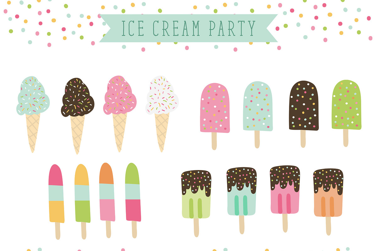 Ice Cream Clip Art, an Illustration by Hello Muse Design