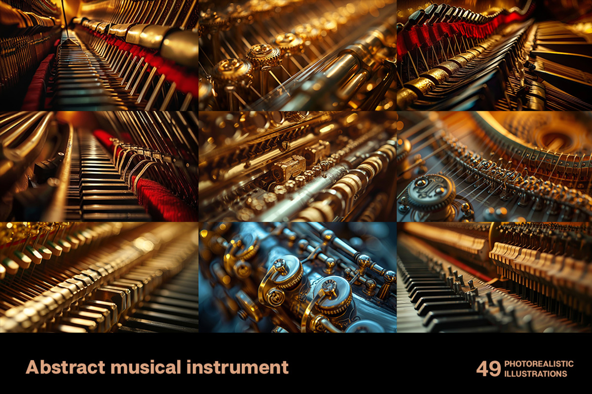 Abstract musical instruments, a Decorative Illustration by Handmadefont ...