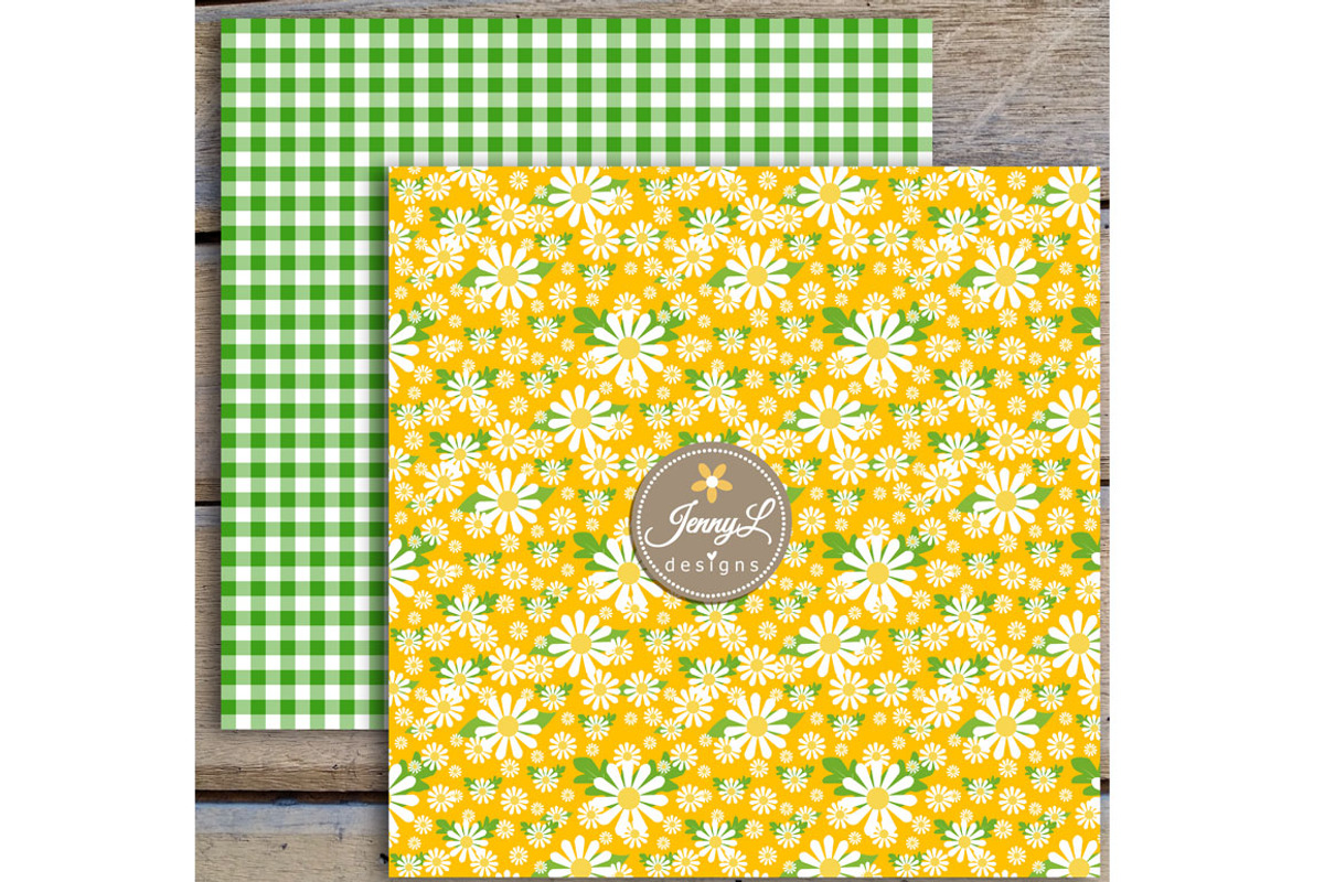 Daisy Flower Digital Paper Clipart, a Pattern Graphic by JennyL Designs