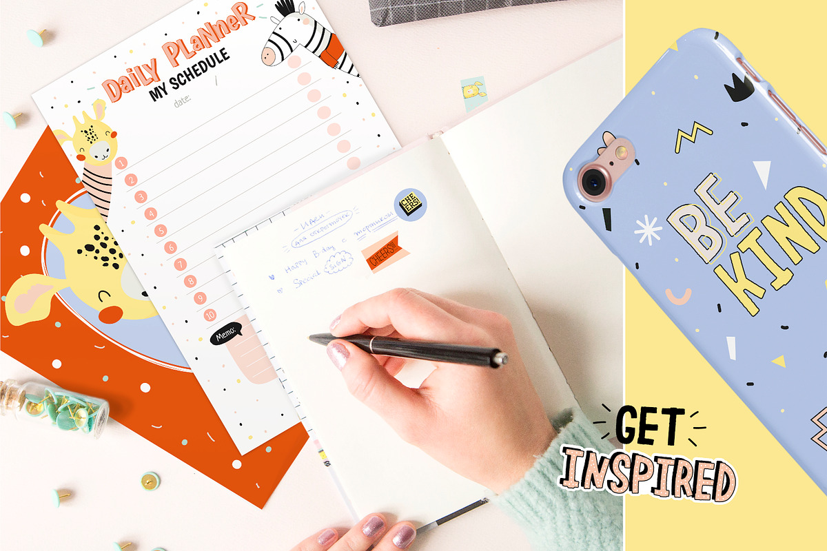 Cool Stickers for your planners, an Animal Illustration by Ruslana Lubenets