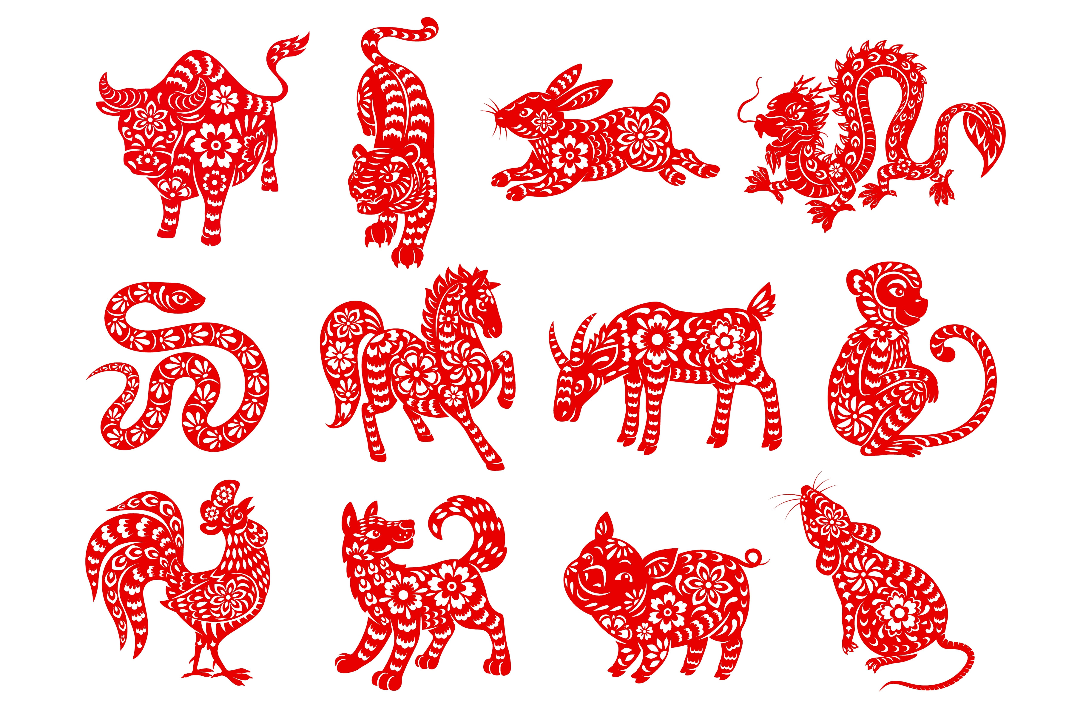 Chinese zodiac horoscope animals, an Animal Illustration by Vector ...