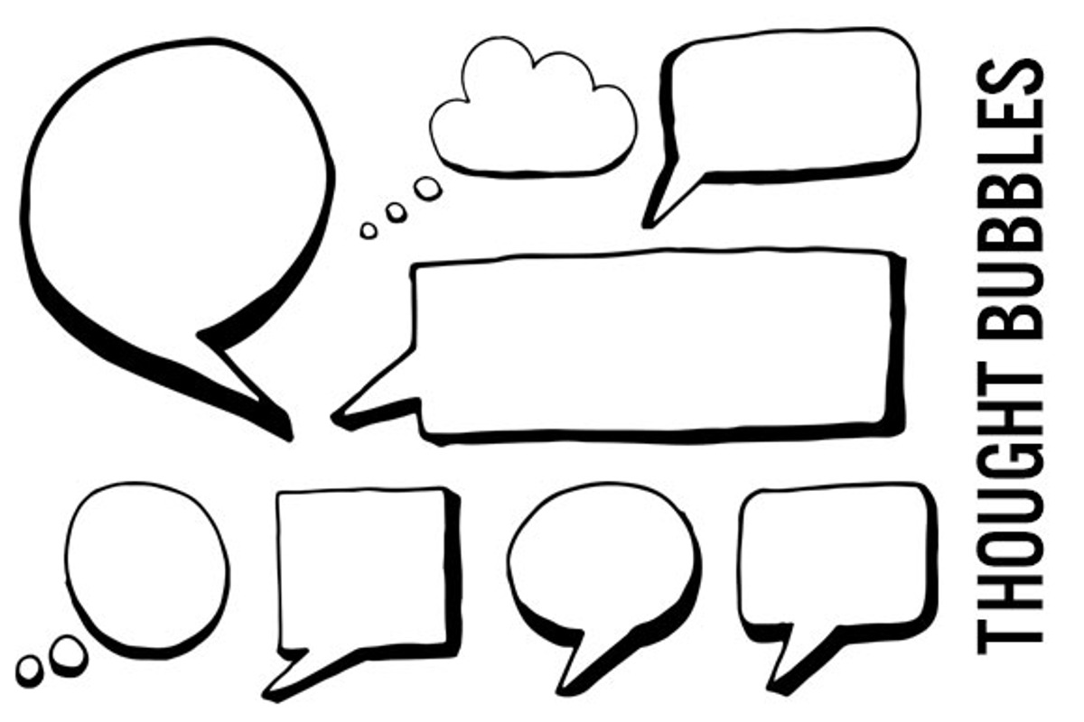 Speech and Thought Bubbles Clipart, a Graphic by Pepper