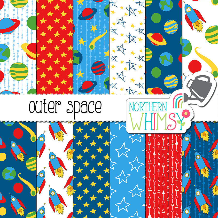 Outer Space Seamless Patterns, a Pattern Graphic by Northern Whimsy ...