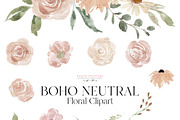 Boho Neutral Watercolor Floral PNG, an Illustration by Essem Creatives