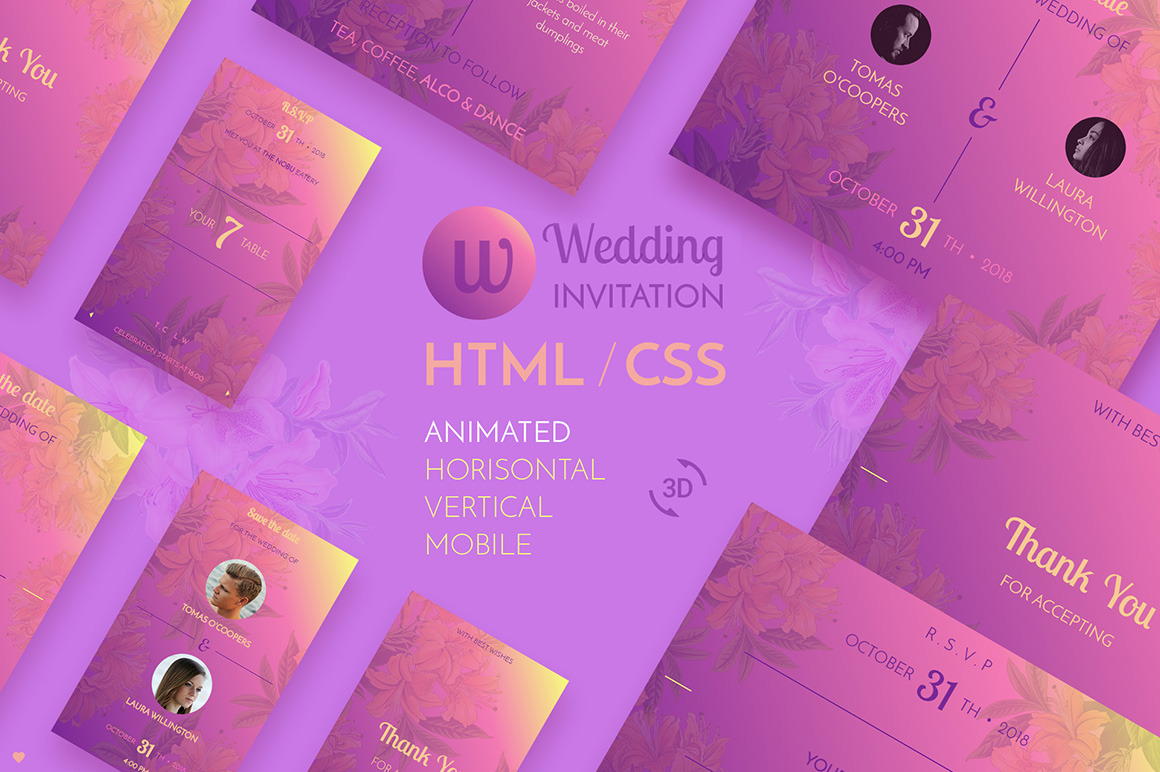 Browser wedding invitation, a Websites & App Template by Kamushken
