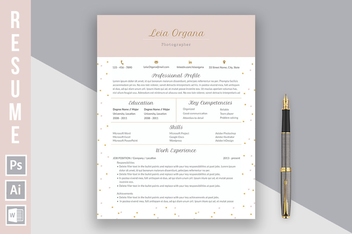 Resume Template Leia Organa, a Resume Template by buenofloresdesign
