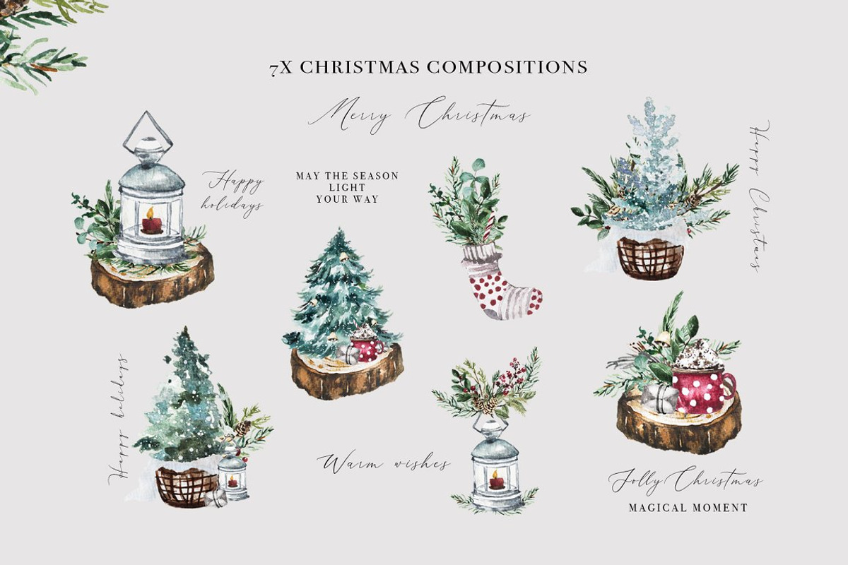 Christmas Watercolor Winter Clipart