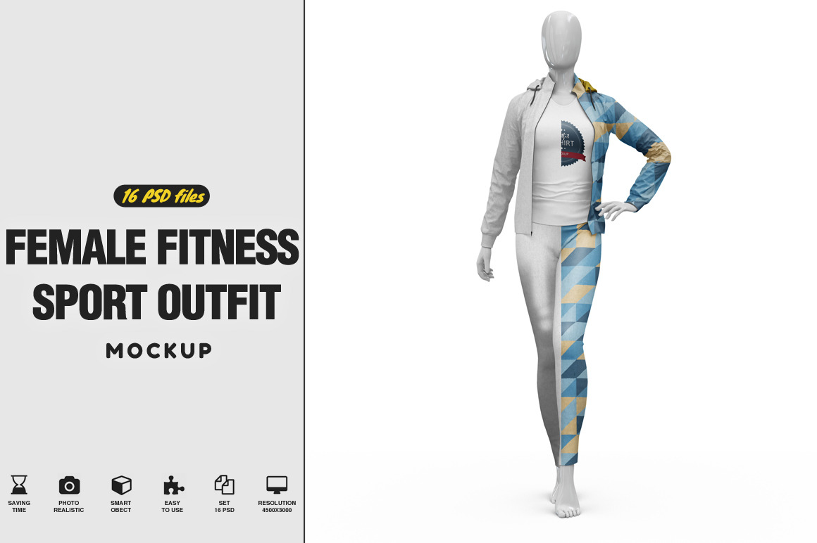 Female Fitness Sport Outfit VOL.2 Mo, a Hoody Mockup by PixelMockup