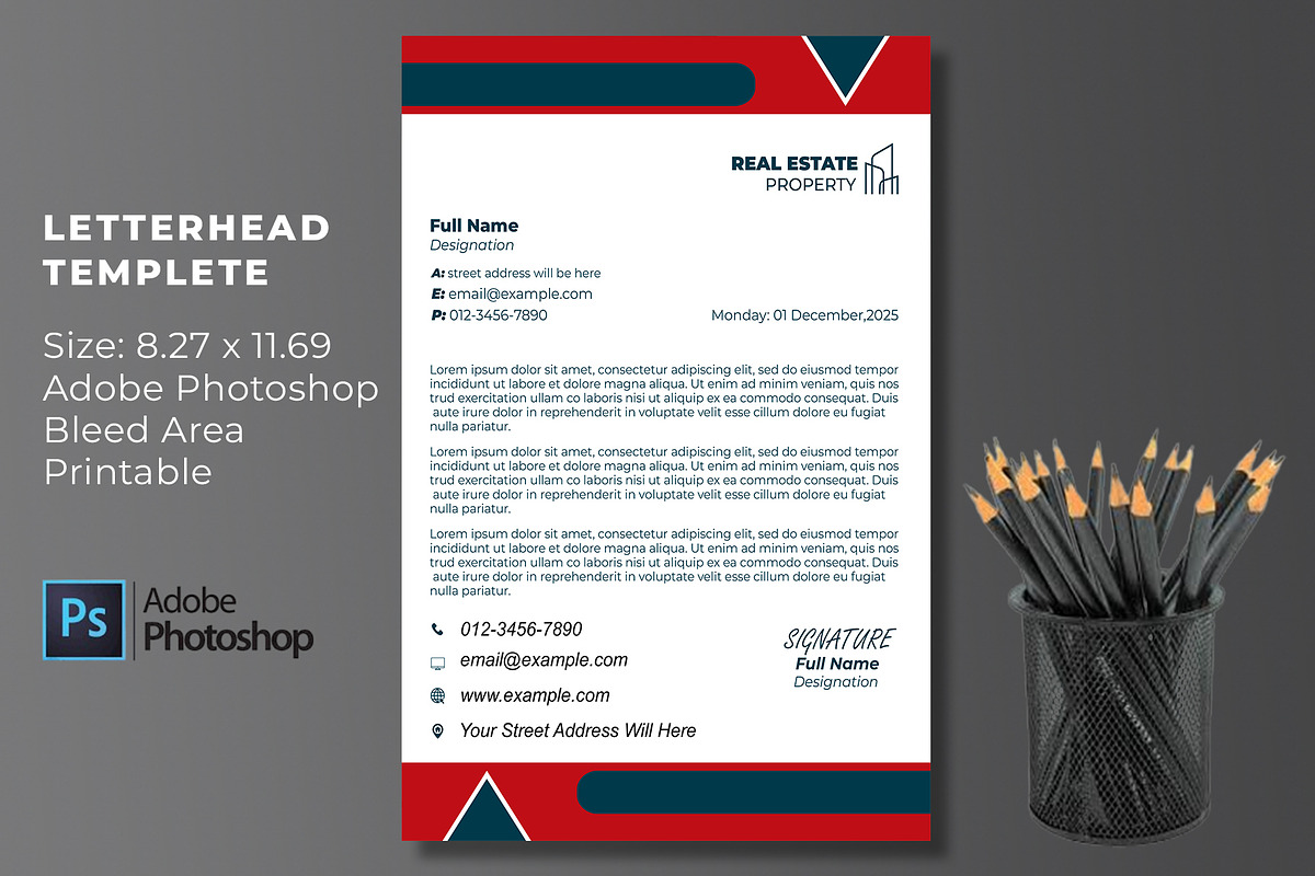 Clean Letterhead Template PSD