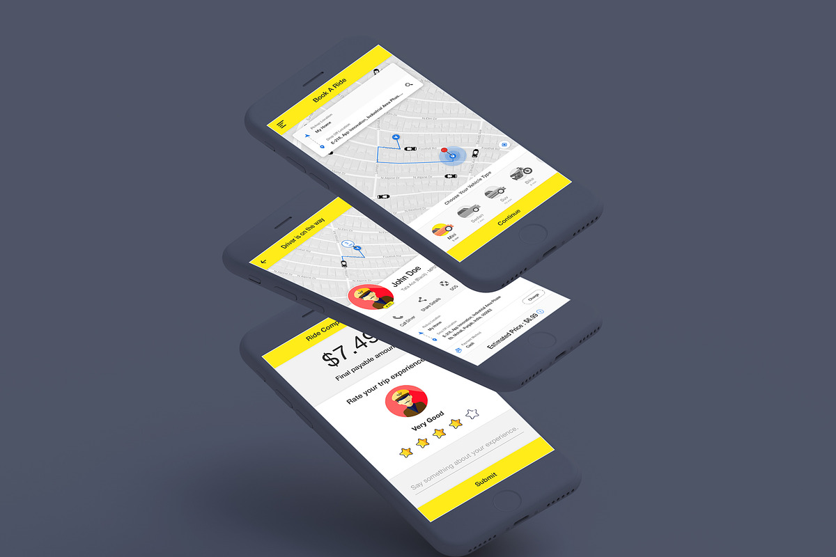 Taxi Booking App UI Kit, an UI Kit Template by App Innovation