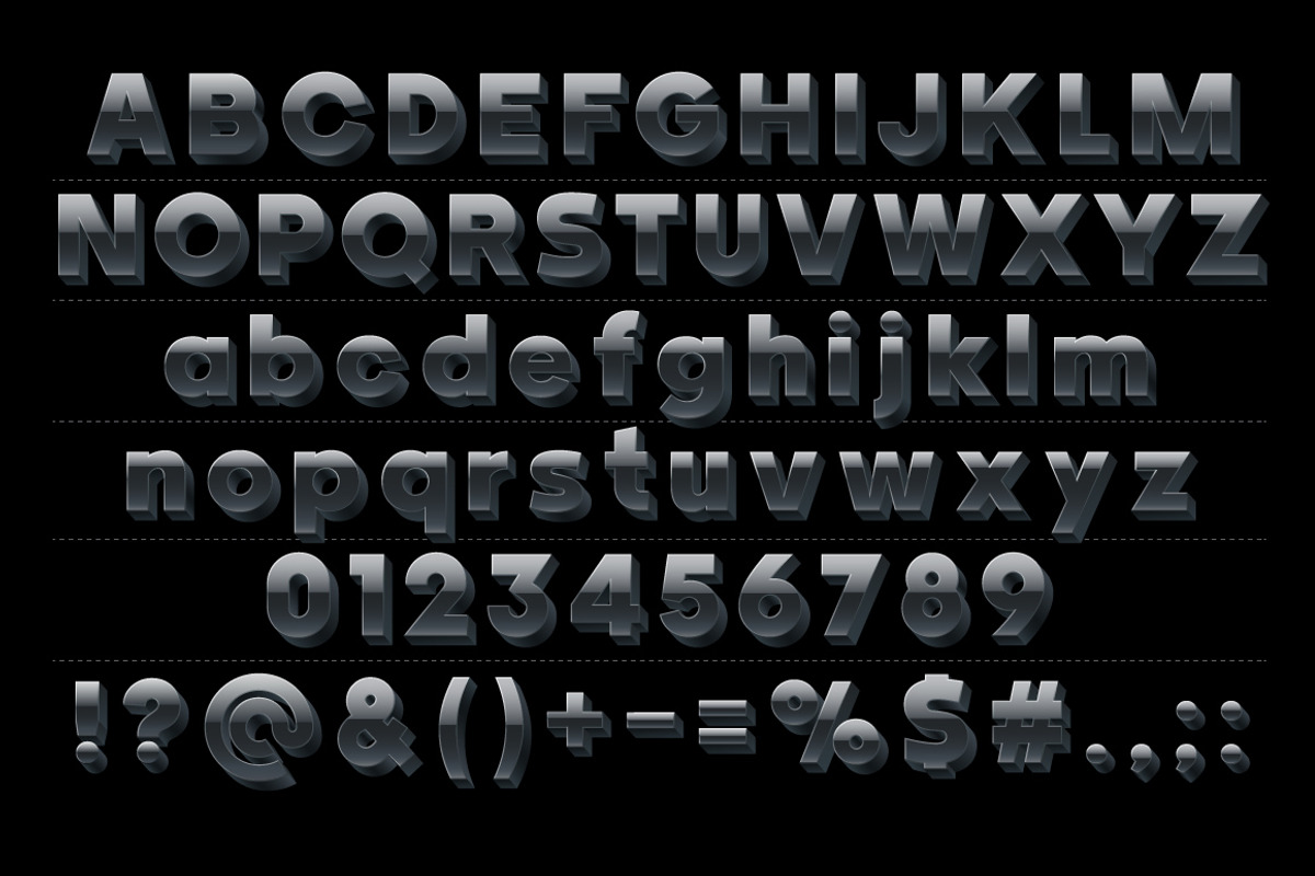 Vector alphabet of simple 3d letters, an Object Graphic by popskraft