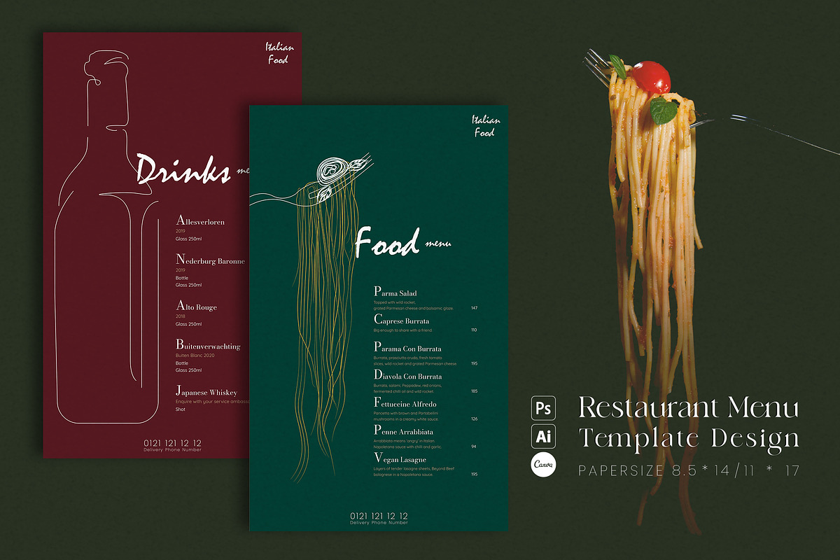 Restaurant Menu Template Design, a Stationery Template by Artemis-products