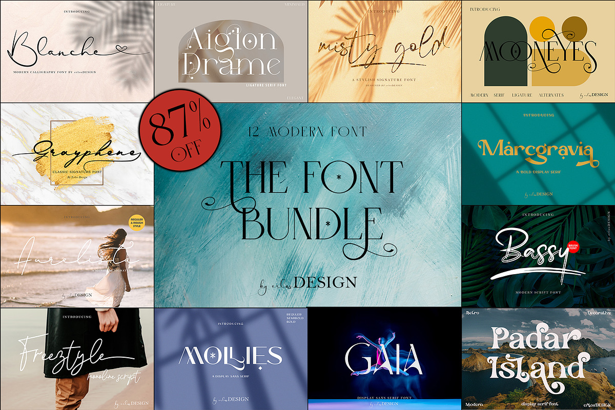 The Font Bundle 12 Modern Fonts