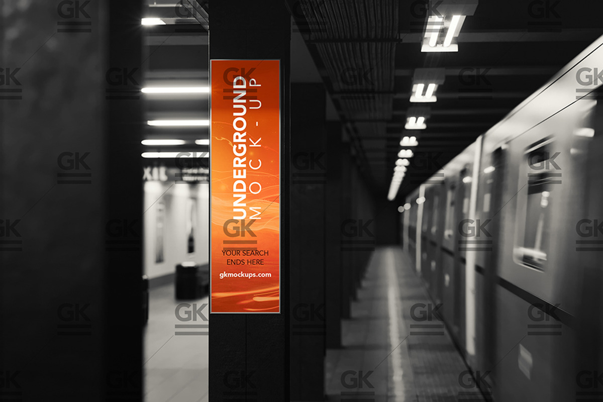 3D Underground / Subway Mock-up, a Product Mockup by GK Creative
