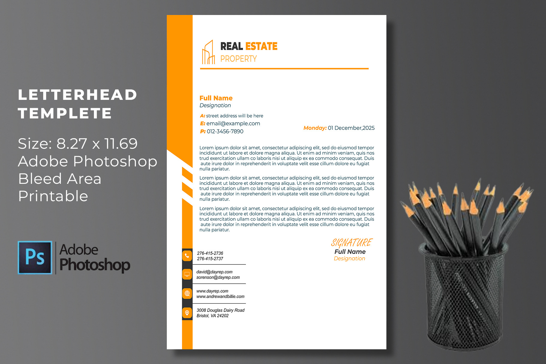 Clean Letterhead Layout PSD