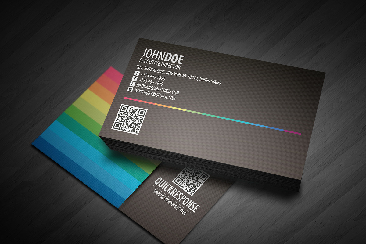 Rainbow QR code business card, a Business Card Template by www ...