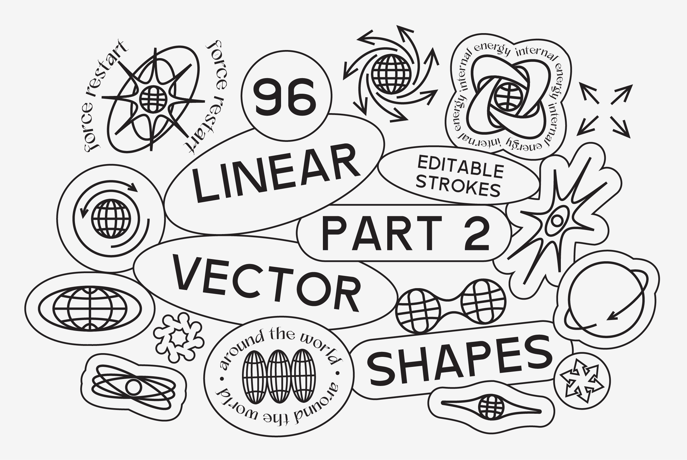 96 Linear Vector Shapes. Part2, a Graphic by Vanzyst | Creative Market