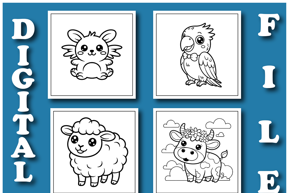 Kawaii Animals Coloring Pages, an Animal Illustration by Design Zone