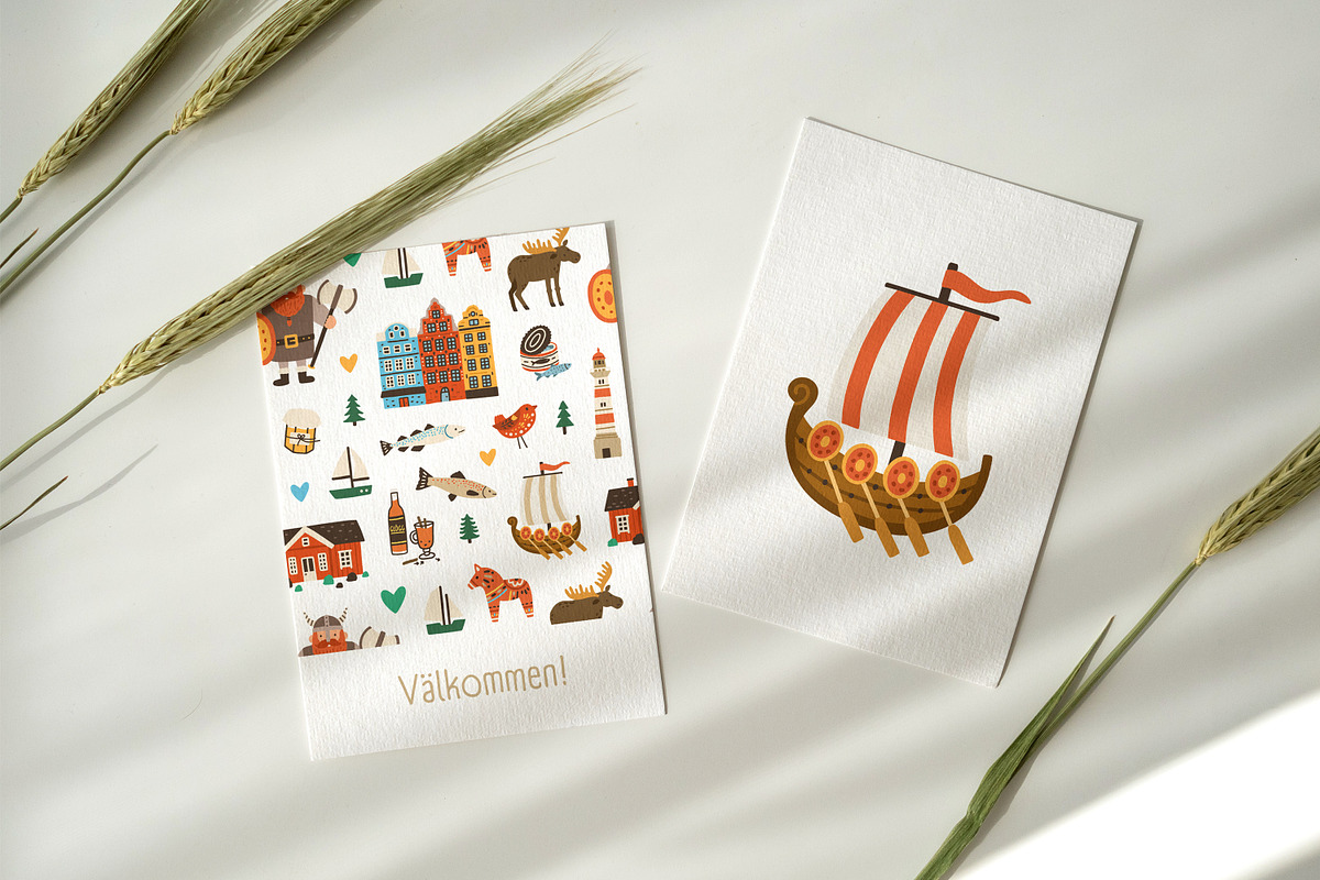 Swedish symbols seamless patterns, a Pattern Graphic by Good Studio ...