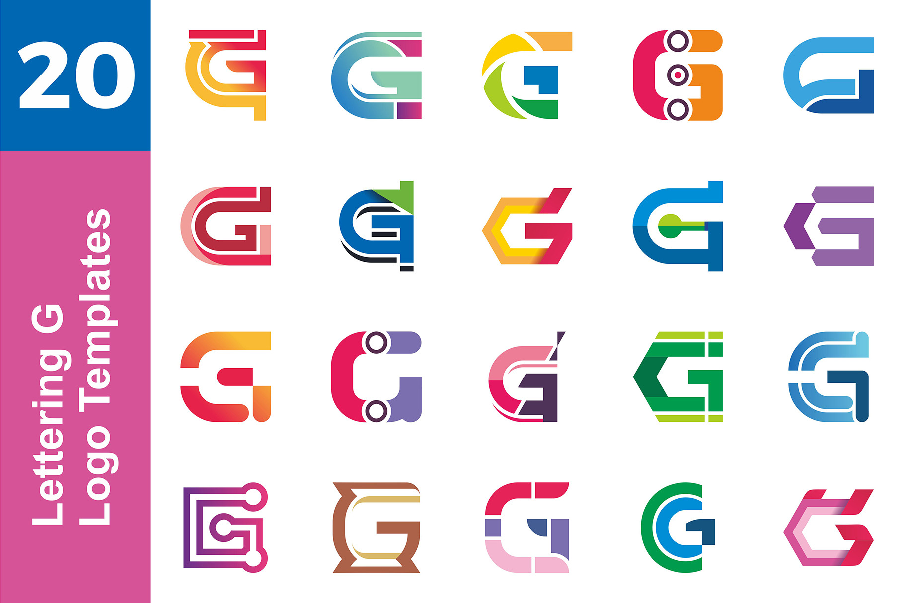 20 Logo Lettering G Template Bundle, a Branding & Logo Template by ...