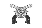 crossed cowboy revolvers sketch, an Object Graphic by AlexArt