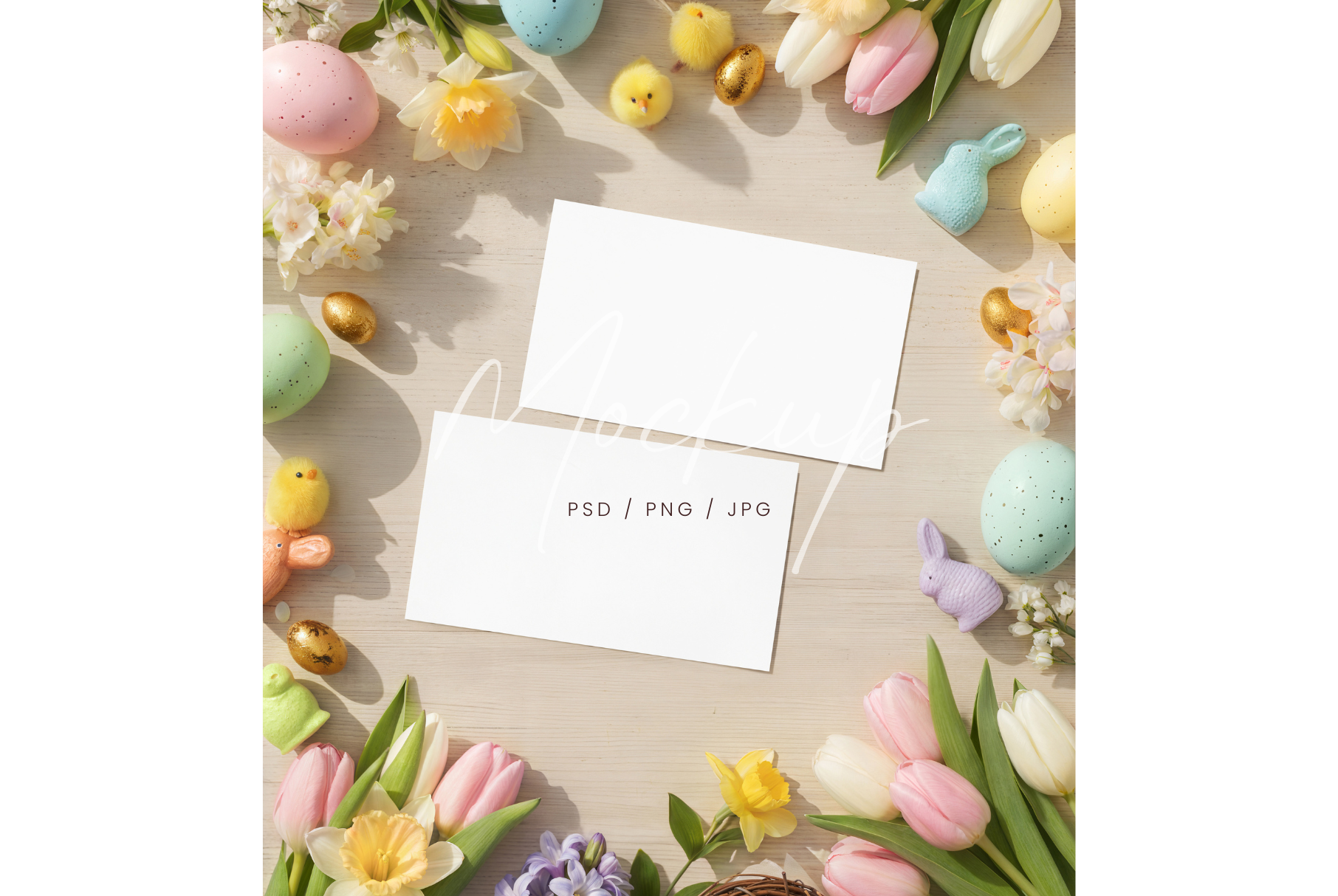 Easter Spring Floral Card Mockup Set, a Product Mockup by TatiMockup