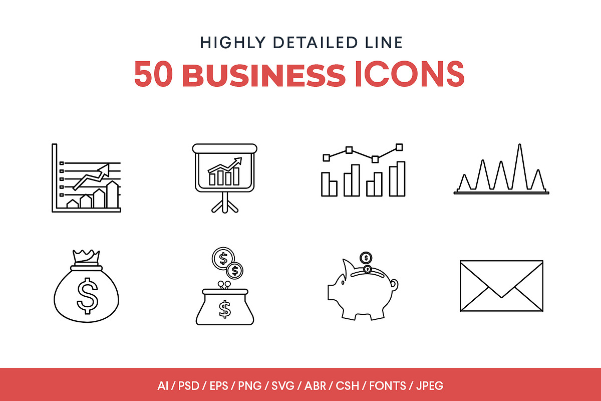 Line Icons Business Set, an Outline Icon by Jumbo Icons