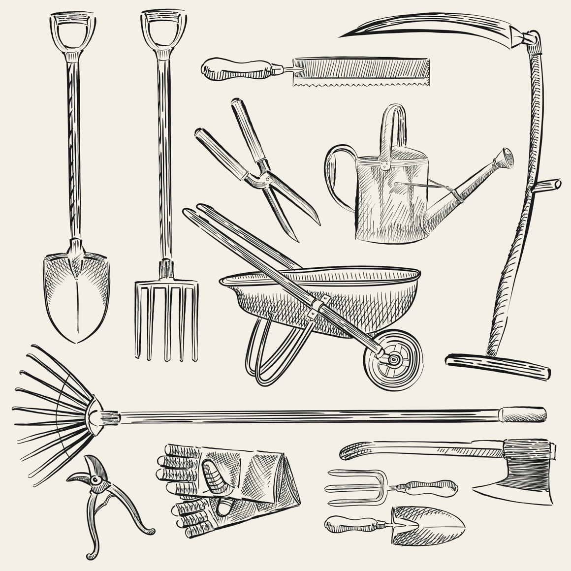 Illustration of gardening tools, an Illustration by rawpixel