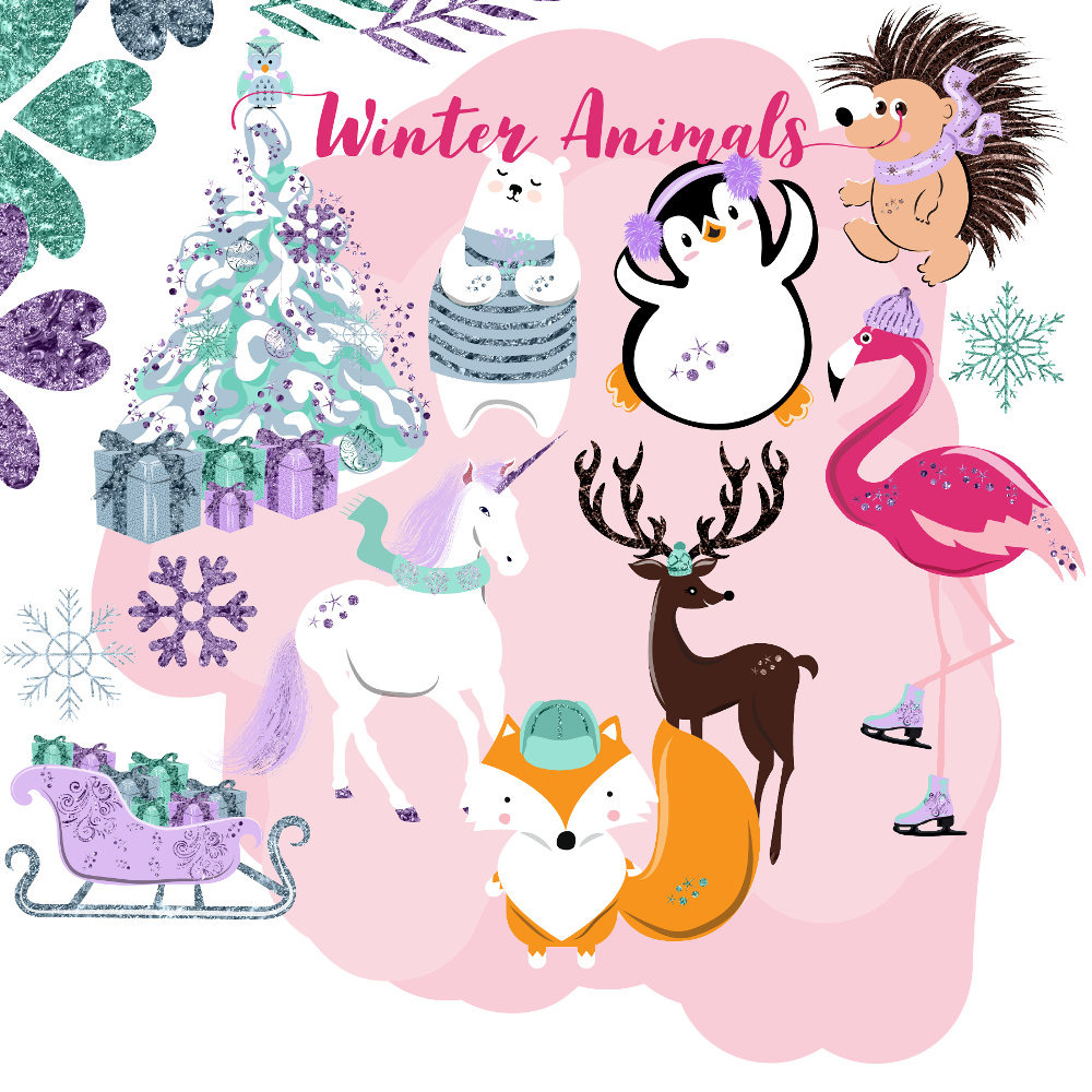 Winter Animals Clipart, an Animal Illustration by Fantasy Cliparts