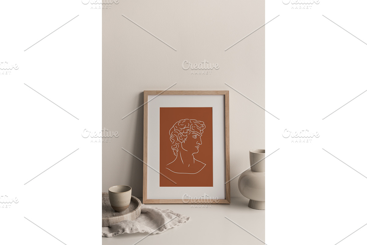 Ancient Greek Statue David Line Art, a Decorative Illustration by ...