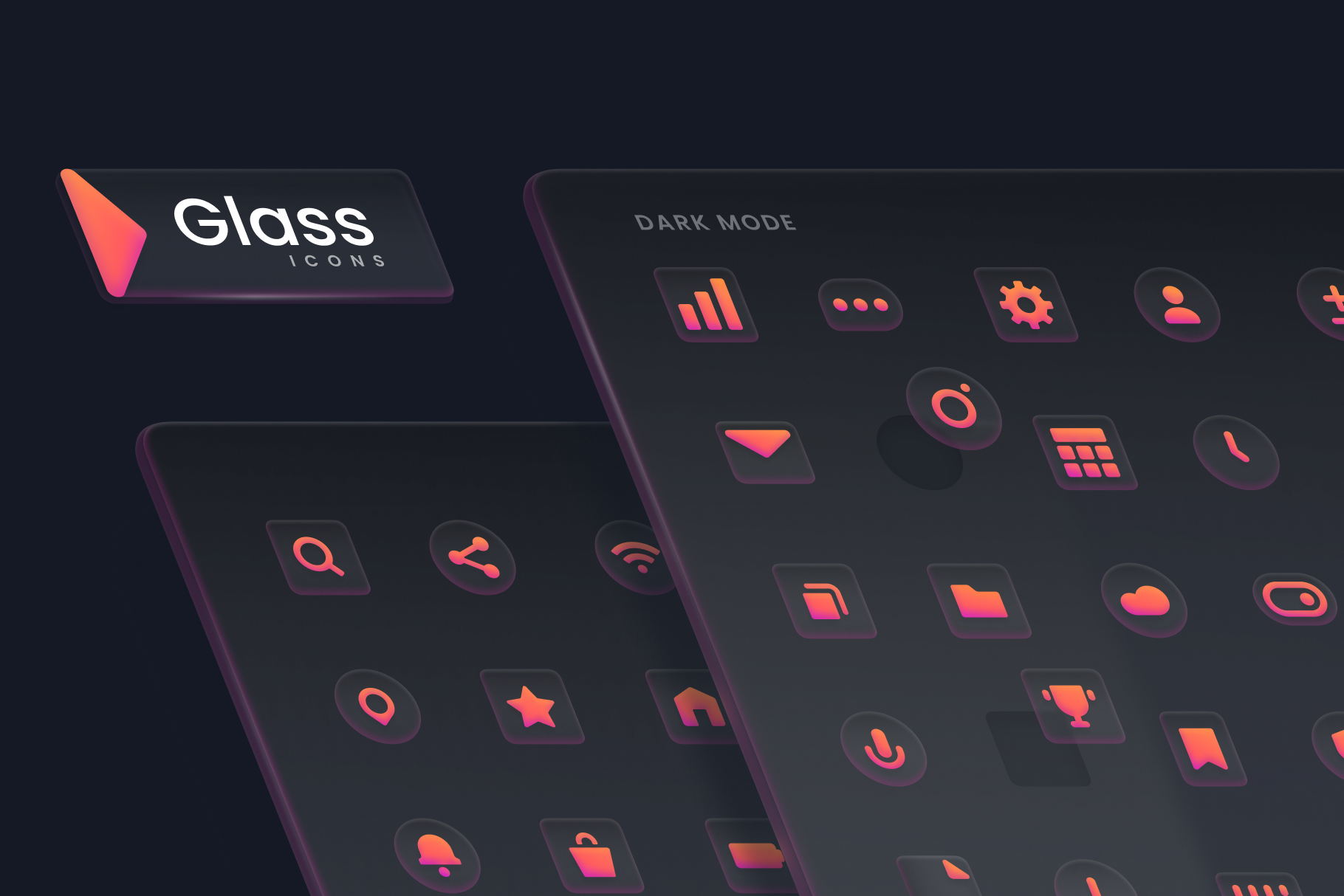 Glass Icon Set by Unfold Co | Creative Market