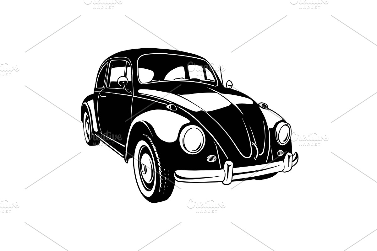 Old Classic Car, Muscle car, Vintage, a Transportation Illustration by ...