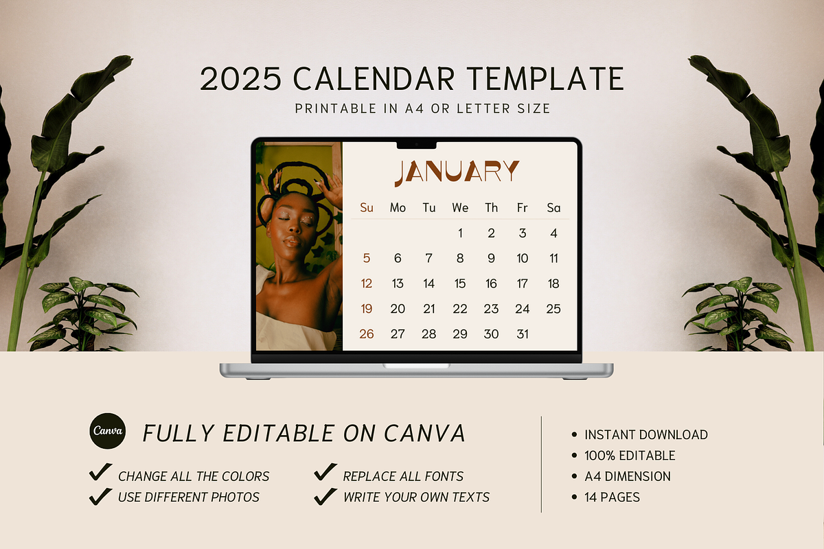 2025 CALENDAR CANVA TEMPLATE, a Stationery Template by The Little Lily ...